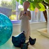 Chicken Ceramic Miniature Blue Chicken Terrarium Figurine Pottery ...