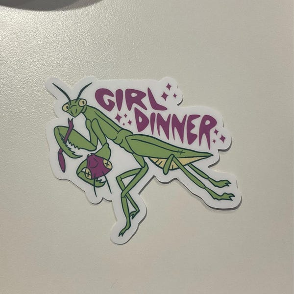 Praying Mantis Girl Dinner Sticker Bug Insect Vinyl Decal Entomology ...