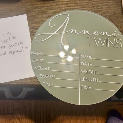 Birth Announcement Sign for Twins, Baby Stat Sign for Twins, Twins ...