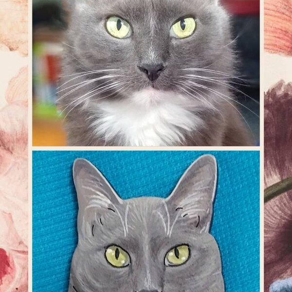 Hand Painted Wooden Cat Pin | Cute, Angry or Indifferent Kitty Brooch ...