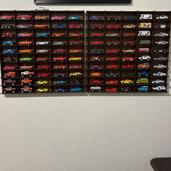 Walnut Toy Car Storage for 100 Cars, Wall Mounted Car Rack/shelf ...