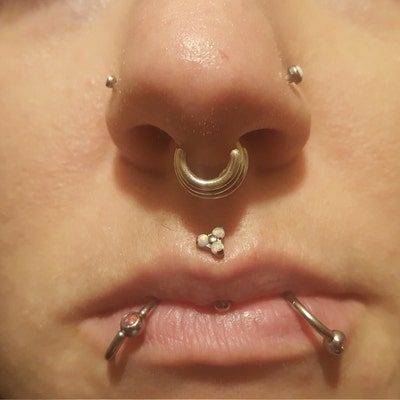 Triple Stack Septum Ring in Sterling Silver Three Layered Nose Ring ...