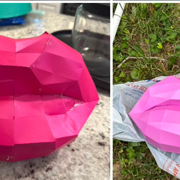 3D Papercraft Lips Sculpture Template: Low Poly Wall Art (PDF Pattern ...