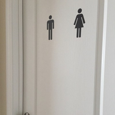 WOMEN MEN Bathroom Decal Wall Vinyl Sticker Cute Home Decor Girl Boy ...