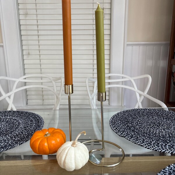 Tall Boho Candle, Beeswax Tapers, Fall Colored Taper Candles, Autumn ...