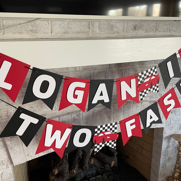 Two Fast Birthday Banner Personalized - Etsy