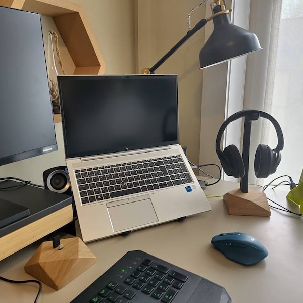 Solid Wood Monitor Stand / Wood Desk Shelf Organizer/ Computer Desk ...