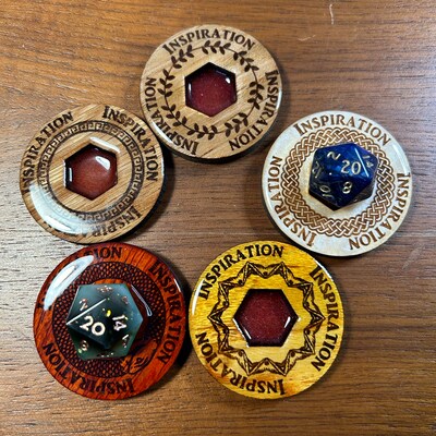 Inspiration Tokens Engraved Hardwood and Resin D&D 5E - Etsy