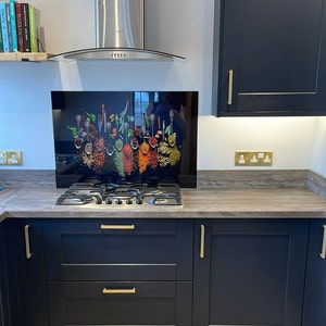 Kitchen Glass Splashback Toughened Tile Cooker Panel Any Size White ...