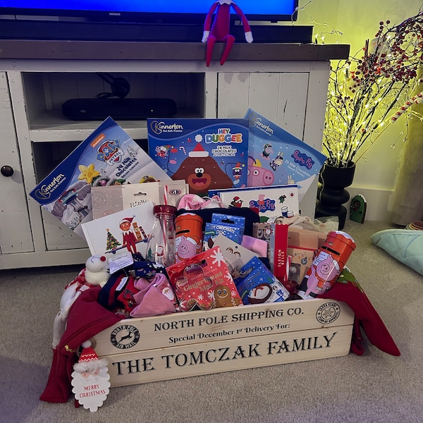 Personalised December 1st Box Large Family Christmas Crate, December ...