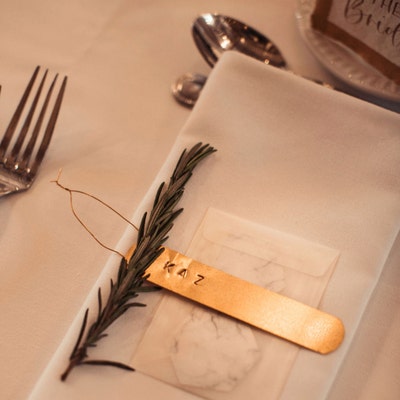 Personalised Name Tags, Copper Name Tag, Hand Stamped Place Card, Hand ...