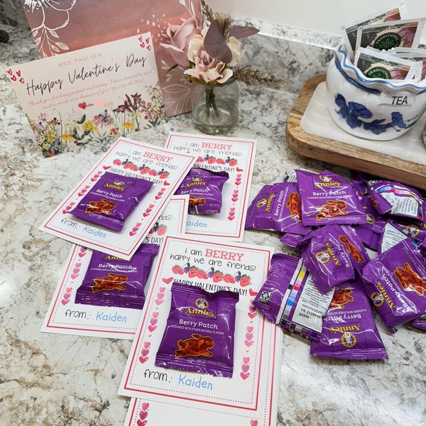 Fruit Snack Class Valentine Printable | School Valentine Snack Tag ...