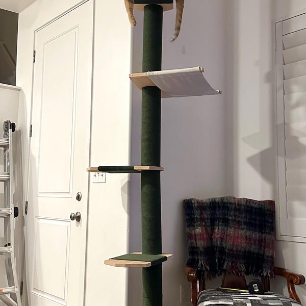 Modern Climber Cat Tree With Hammock, Floor to Ceiling Cat Tree Tower ...