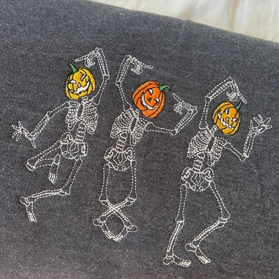 Dancing Skeletons Embroidery Design Halloween Pumpkin Face - Etsy