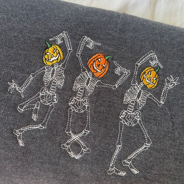 Dancing Skeletons Embroidery Design, Halloween Pumpkin Face Skeleton ...