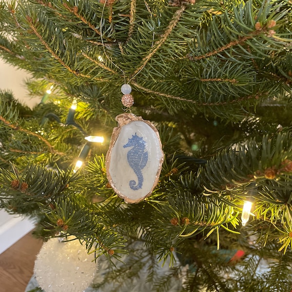 Blue and White Shell Ornament Set. Periwinkle Shell Ornament. Blue ...