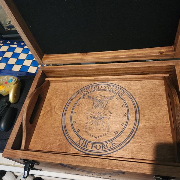 Air Force Keepsake Footlocker – Handcrafted Wood Military Memory Box ...