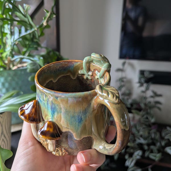 Handmade Mug Ceramic, Magic Mushroom, River Birch Mug, 12 Fl Oz / 350 ...