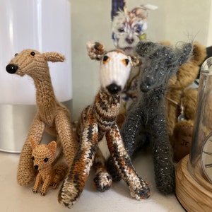 Lurcher Fluffy Scruffy Hairy Hand Knitted Sighthound Silver Light Grey ...