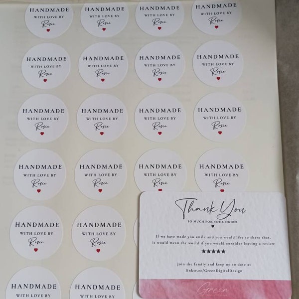 Personalised Handmade With Love Sticker // Custom Business Stickers ...