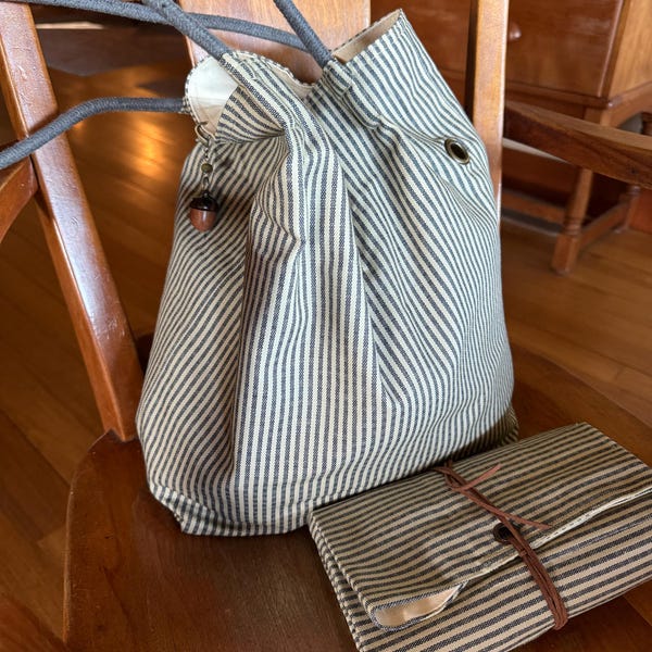 DRAWSTRING PROJECT BAG French Linen Ticking Stripe /select Colour - Etsy UK