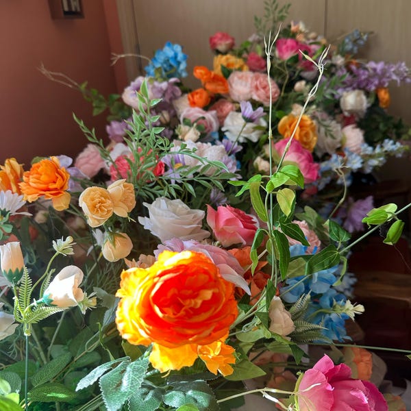 Wedding Archway Flowers, Orange Hot Pink Flower Swag for Arch, Wedding ...