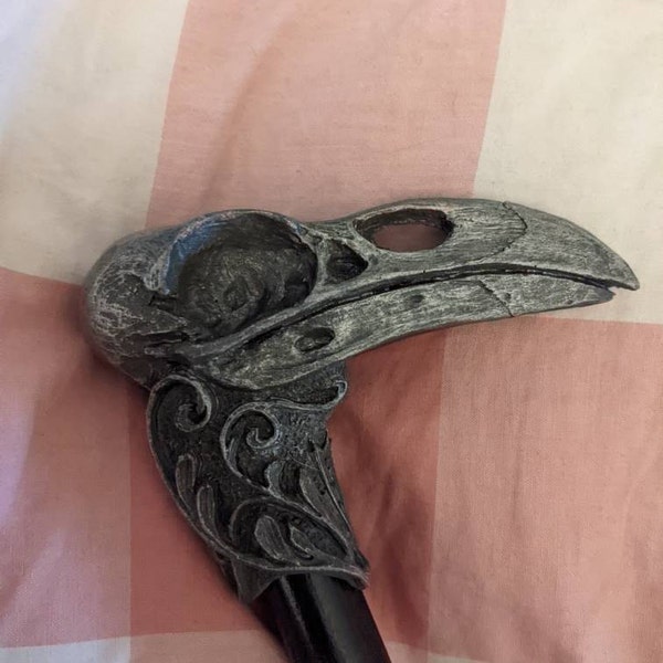 Raven Skull Cane, Hand Sculpted Walking Stick | Dark Victorian Gothic ...