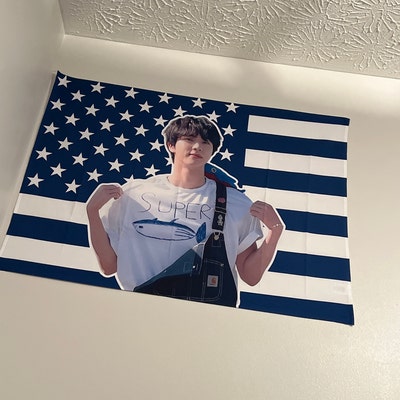 NCT Mark Lee Lightstick Flag Banner, Nct Mark Lee Kpop American Flag ...