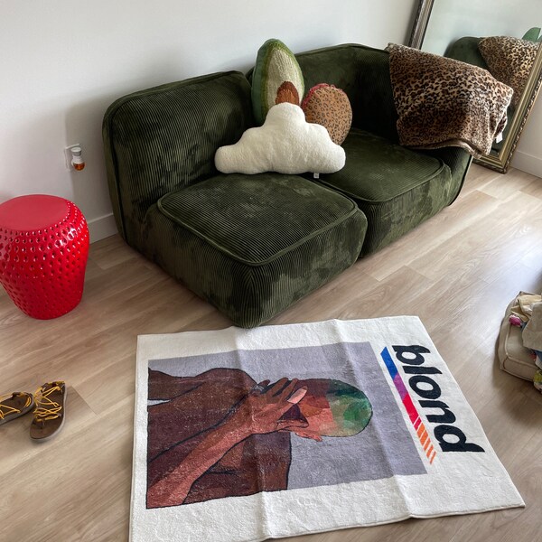 Blond Blonde Album Tufted Rug, Aesthetic Hip Hop Rapper Blonde Tufted ...