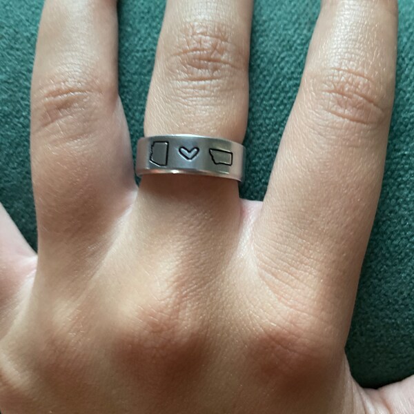 State Ring, Cuff Ring, Hand Stamped Ring, Personalized Gift ...