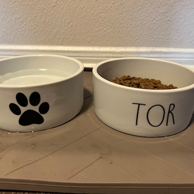 Paw Print Dog Bowls Dog Gift Pet Food Bowl No Spill Heavy Water Bowl ...