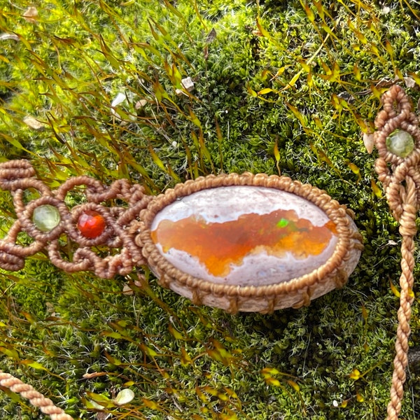 Rhodochrosite Pendant With Sunstone Beads, Aesthetic Jewelry, Intricate ...