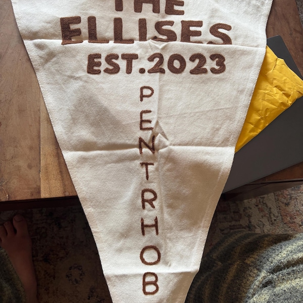 Hand Embroidered Pennant Flag Custom Unique City Name Pennant Flag ...