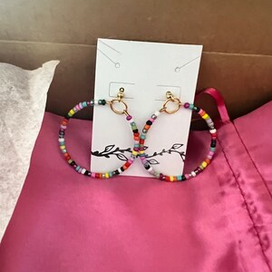 Beautiful Multi Colored Hoops Colorful Small Beaded Earrings Amazing ...