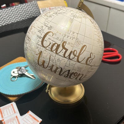 Custom World Globe Personalized Hand Lettered Map Decor Home - Etsy
