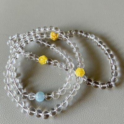 ROSE QUARTZ & LAVA Crystal Bracelet Heart Locket, Round Beads ...