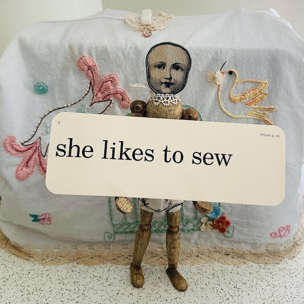 XL She Likes to Sew Flash Card - Vintage Reproduction - Quilter ...