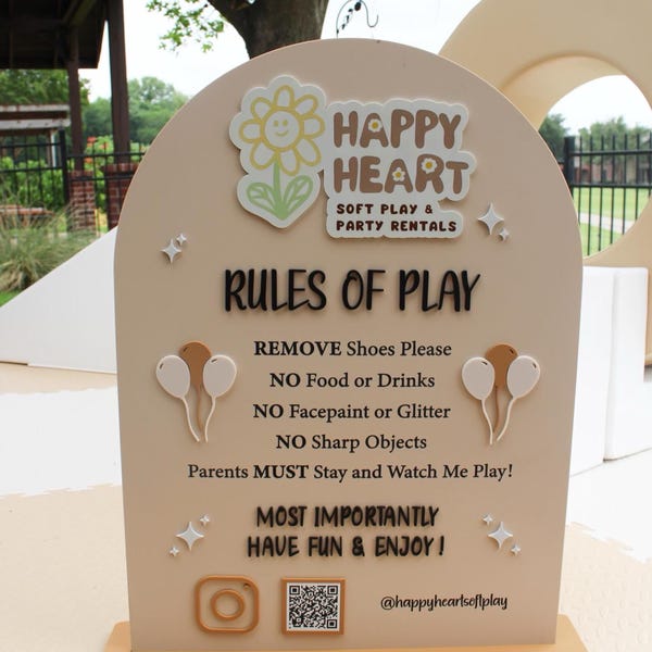 Custom Perspex Soft Play Rules Sign, Logo Play Rules Sign, Business ...