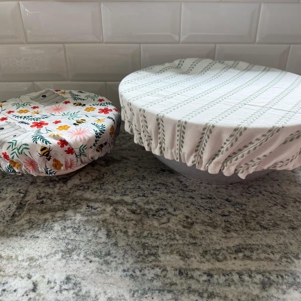 Cotton Bowl Cover Jar Cap - Washable - Lined - Sourdough - Kitchenaid ...
