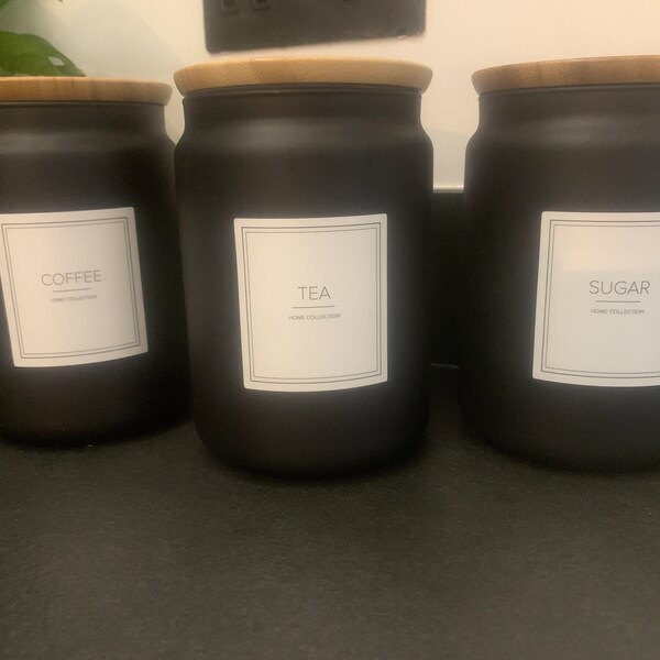 Tea Coffee Sugar Labels Bundle, Waterproof & Oil Resistant Kitchen Jar ...