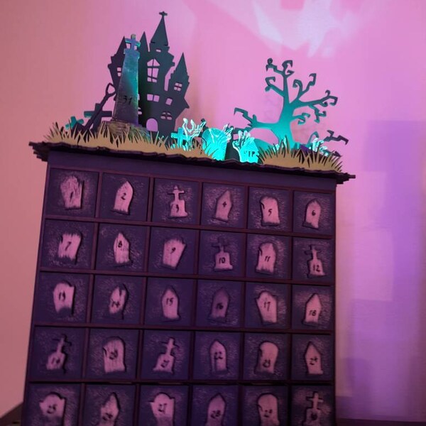 Personalized Halloween Countdown Advent Calendar Wooden Light up Zombie ...