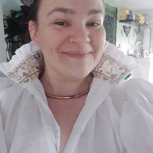 Ladies' Elizabethan Embroidered White Cotton Partlet Blouse - Etsy