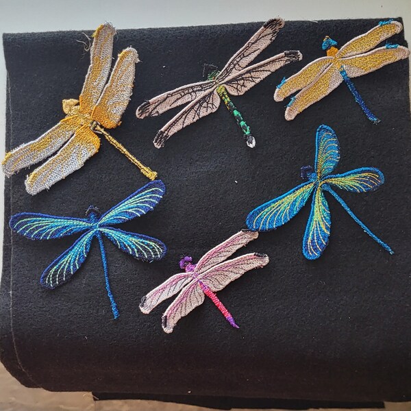 FSL Realistic Dragonfly Free Standing Lace Ornaments Machine Embroidery ...