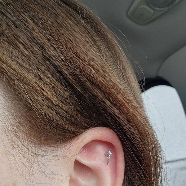 18g Push Pin Labret Stud • 925 Sterling Silver • Tragus Stud • Flat ...