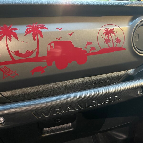Custom Beach Wrangler/gladiator Dashboard Glove Box Vinyl Decal Sticker ...