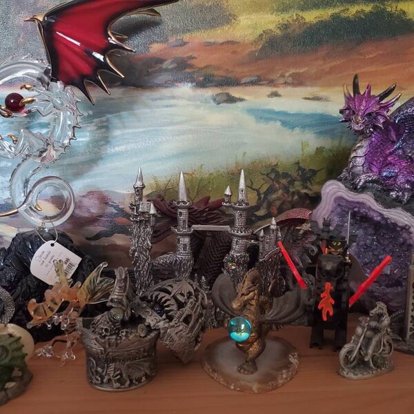 Tall Pewter Twin Castles With Bridge and Many Colorful Crystals - Etsy
