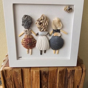 Three Ladies/friends/sisters Large Long-legged Shell Board Art - Etsy
