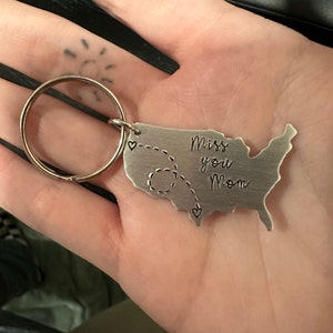 Best Friends Map Custom Long Distance Friendship State Key Chains USA ...