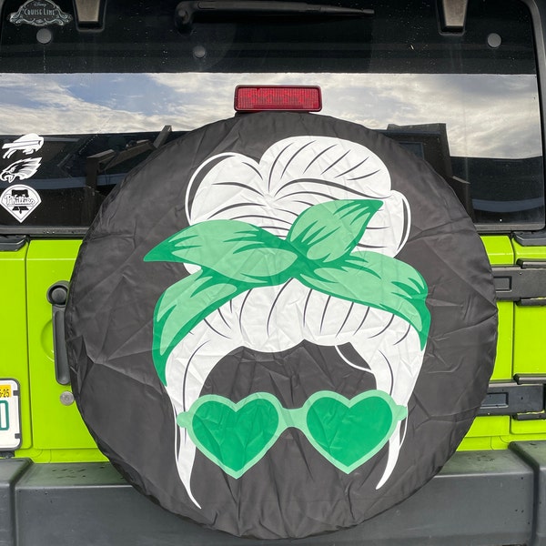 Spare Tire Cover With Messy Bun and Heart Shaped Glasses Design, Girly ...