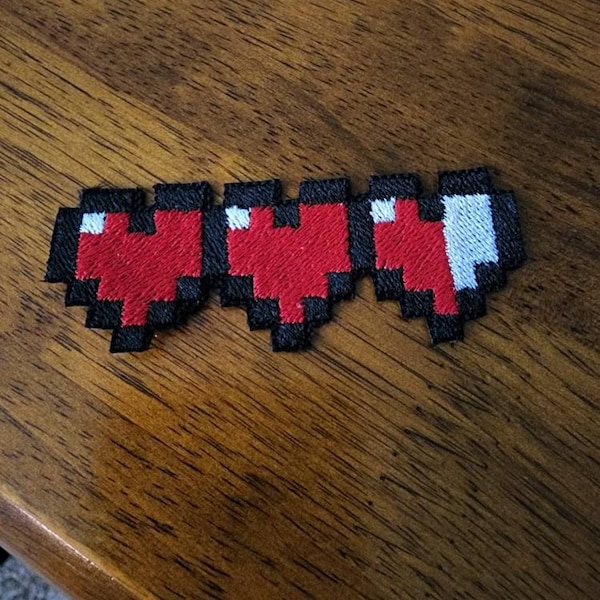 Pixel Hearts - Iron on Patch - Shiny Metallic Embroidered. 8 Bit. - Etsy